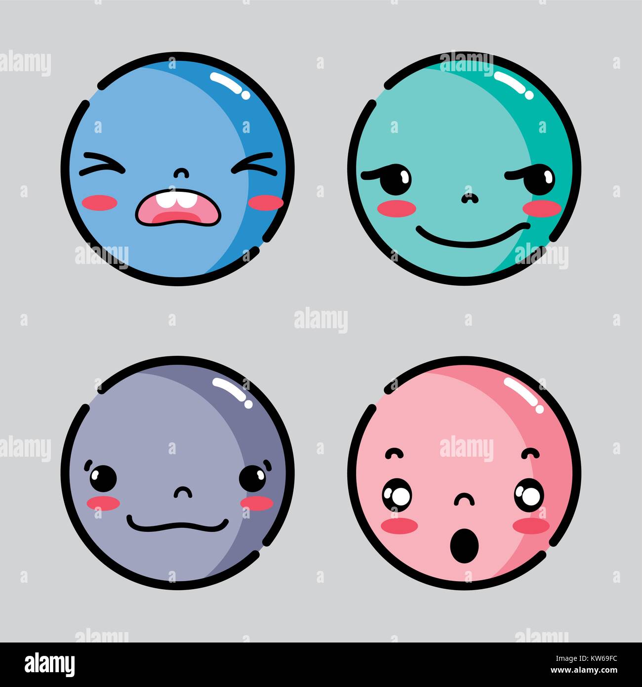 set emoji faces emotions character vector illustration Stock Vector ...