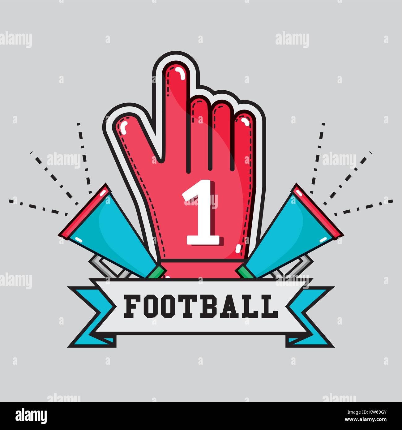 football message in the ribbon with glove and megaphone vector ...