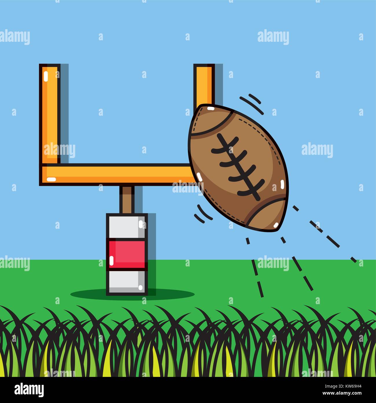 american football ball and goal post vector, illustration Stock Vector ...
