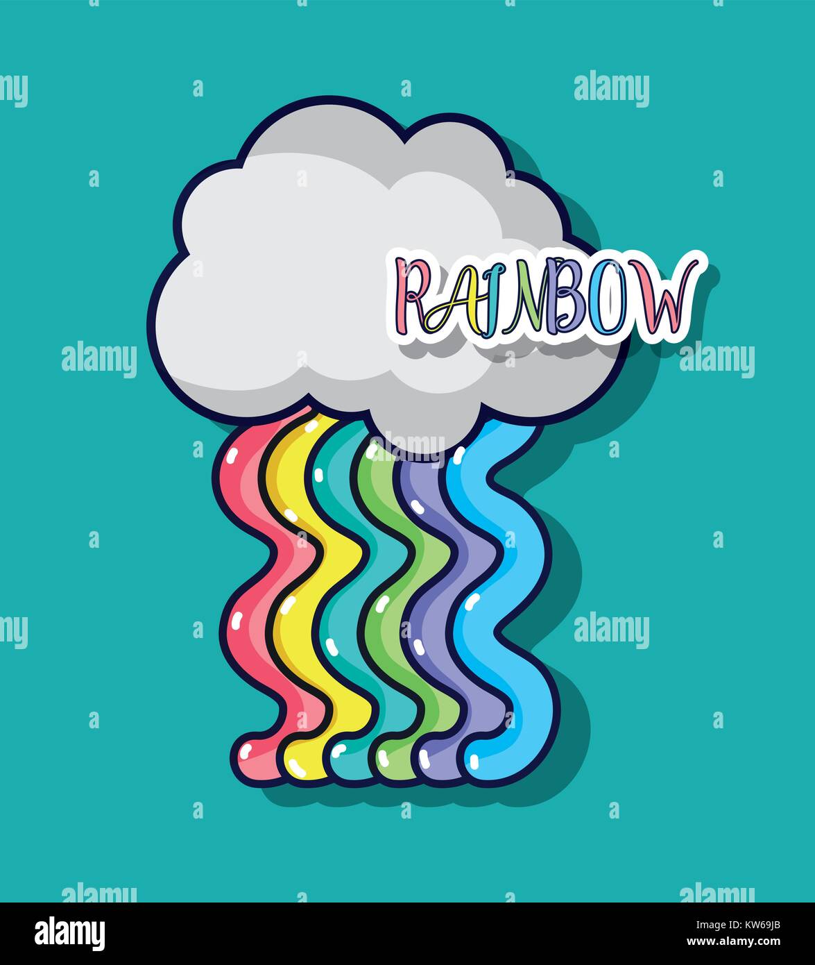 cute rainbow design with cloud in the sky vector illustration Stock ...