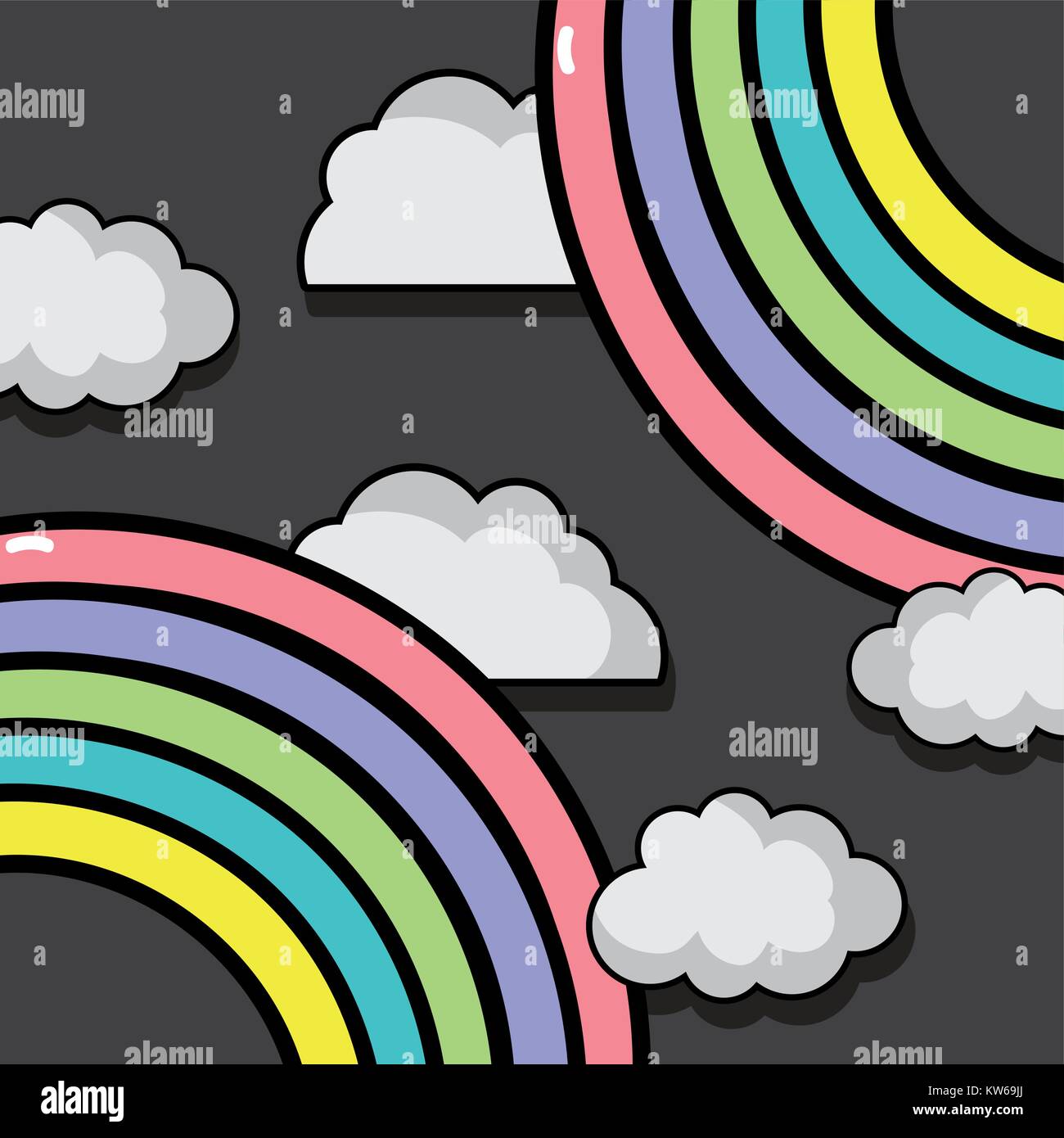 nice rainbow with cloud background design vector illustration Stock ...