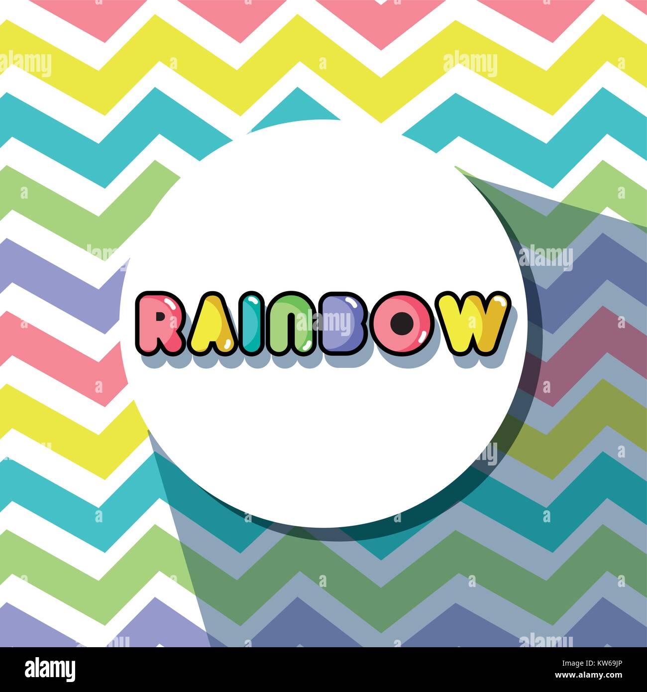 waves rainbow background with circle emblem vector illustration Stock ...