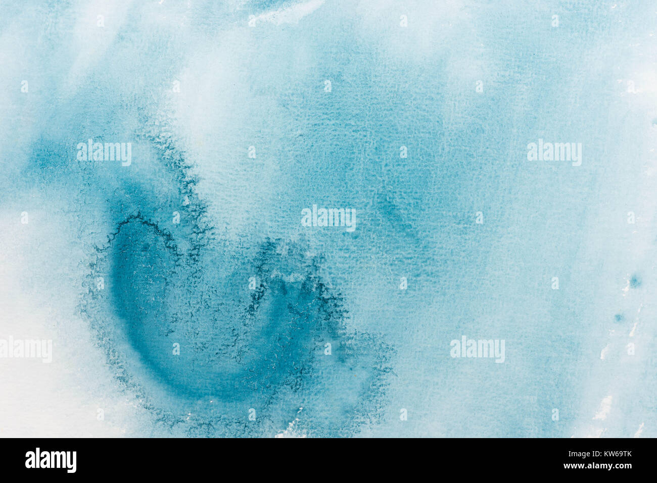 blue color watercolor painting on white paper background texture Stock ...