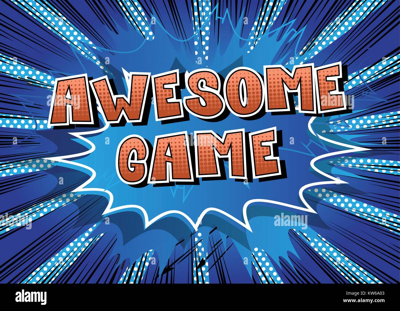 Awesome Game - Comic book style word on abstract background Stock ...