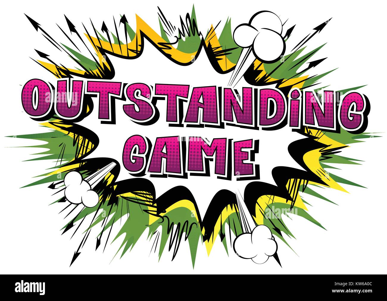 Outstanding Game - Comic book style word on abstract background Stock ...