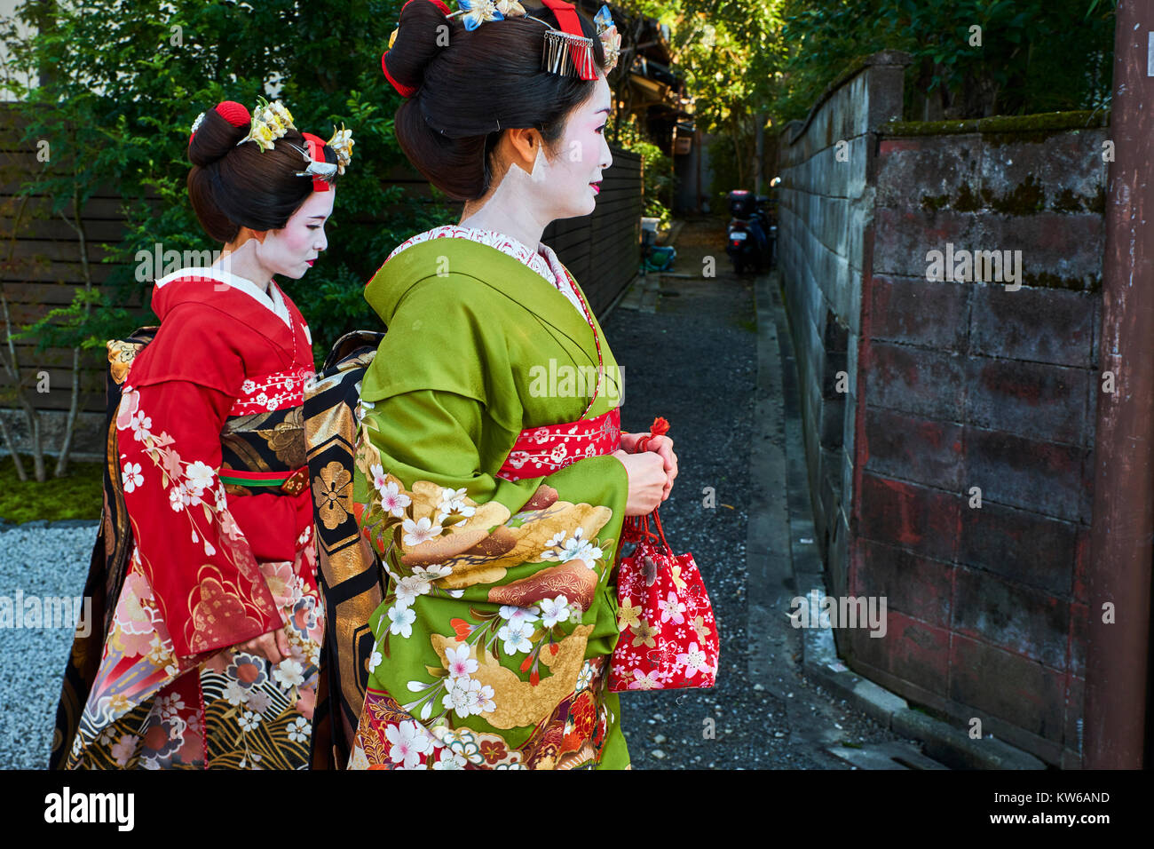 Japan, Honshu island, Kansai region, Kyoto, Gion, Geisha area Stock ...