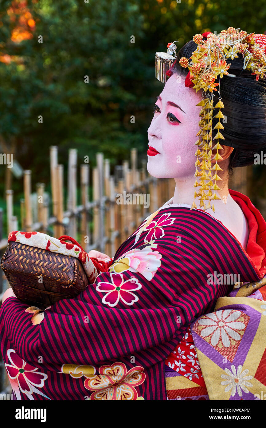 Japan, Honshu island, Kansai region, Kyoto, Gion, Geisha area Stock ...