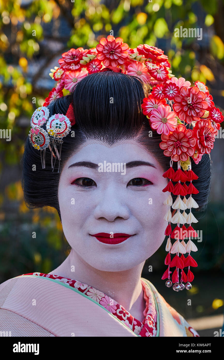Japan, Honshu island, Kansai region, Kyoto, Gion, Geisha area Stock ...