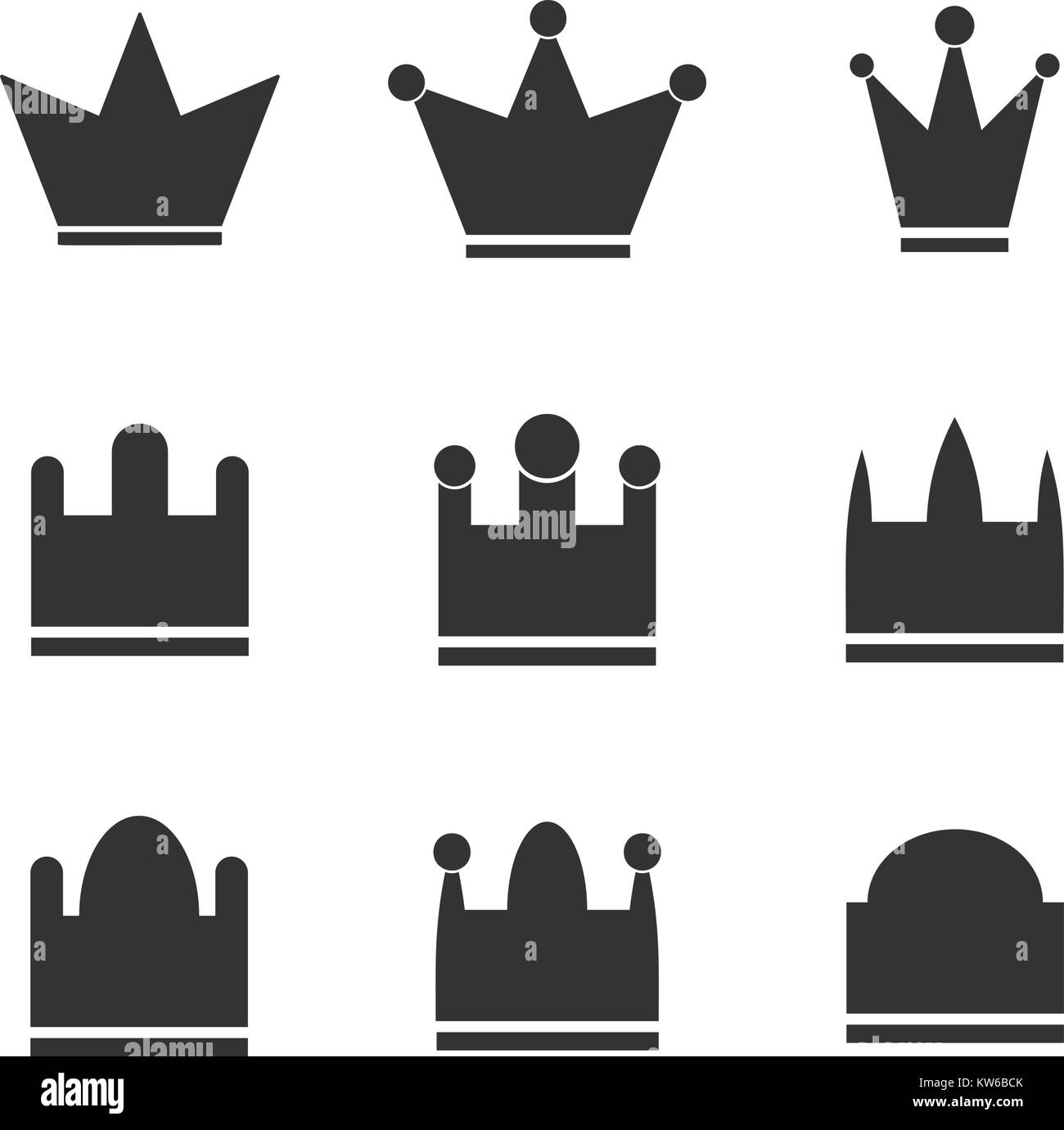 Top rank crowns icon set. Imperial hats silhouettes Stock Vector Image ...