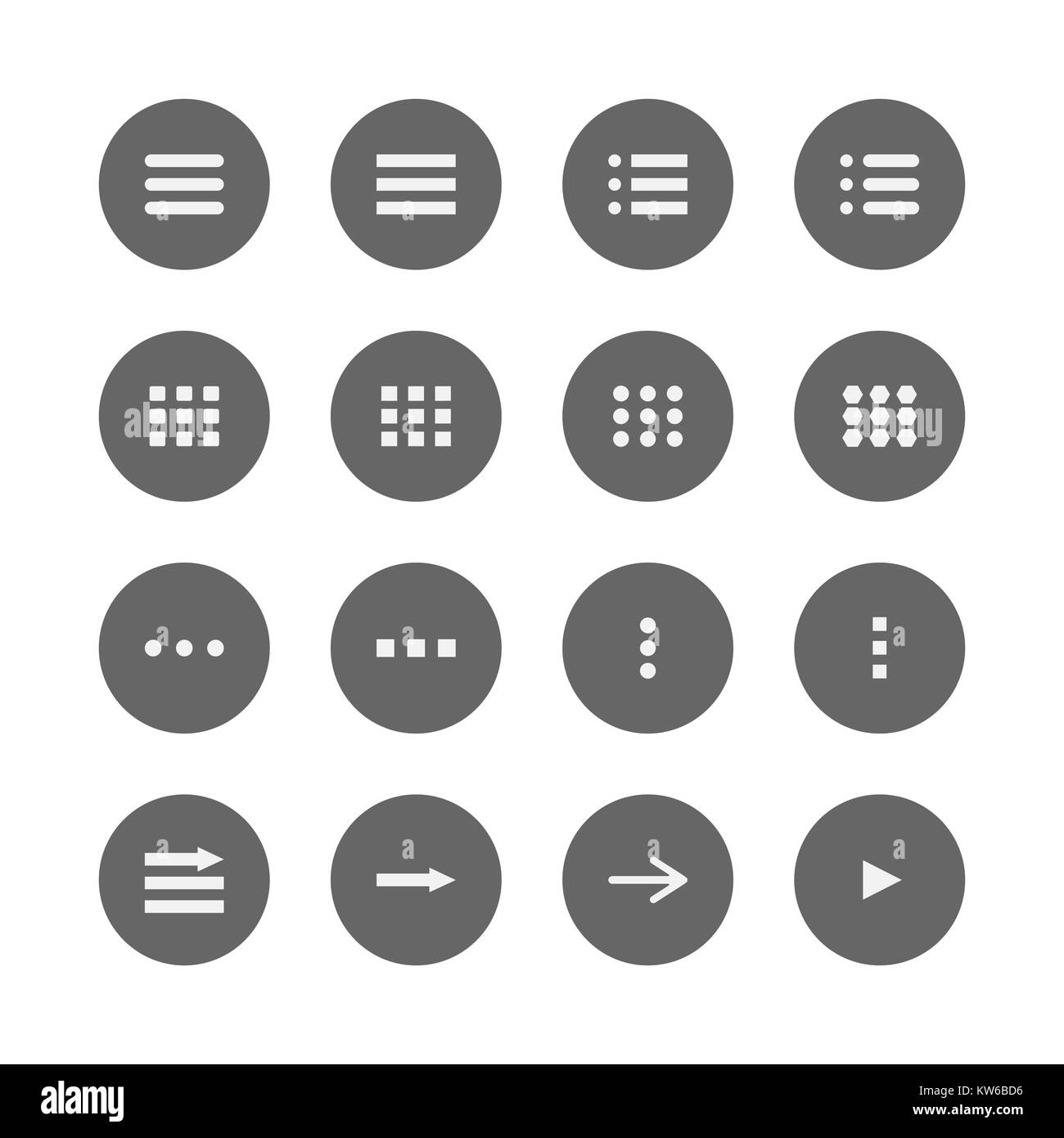 Set of ui menu and hamburger buttons. Flat icons Stock Vector Image ...