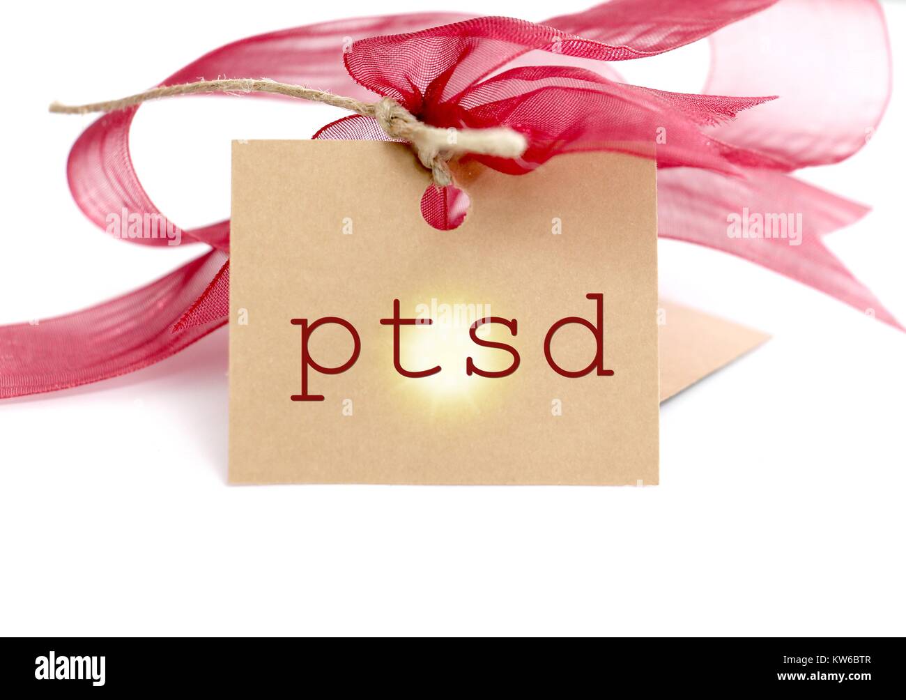 red ribbon and a brown paper with text on it,image of a Stock Photo - Alamy