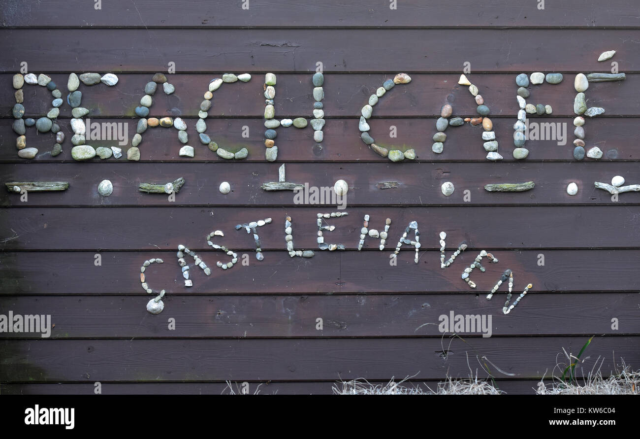 A beach cafe sign at Castlehaven close to Niton and st Catherine’s ...