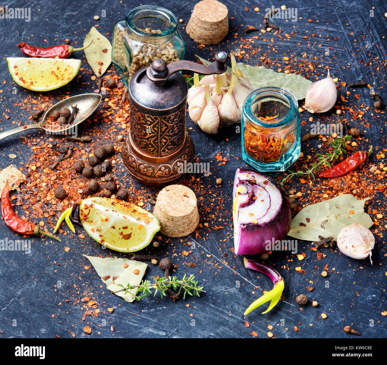 A large set of spices and condiments for cooking Stock Photo - Alamy