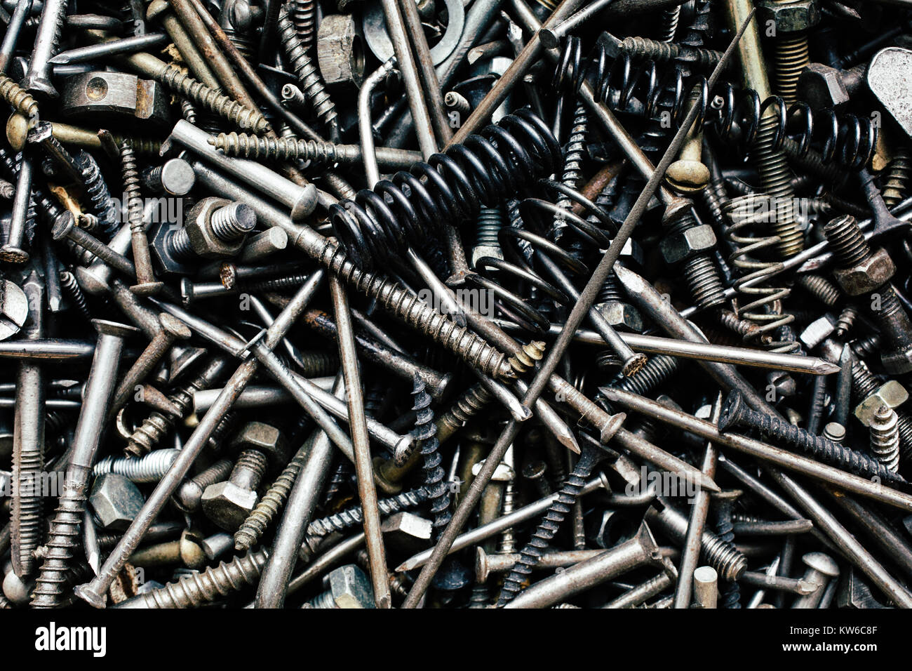Background of bunch of old nuts bolts and nails Stock Photo - Alamy