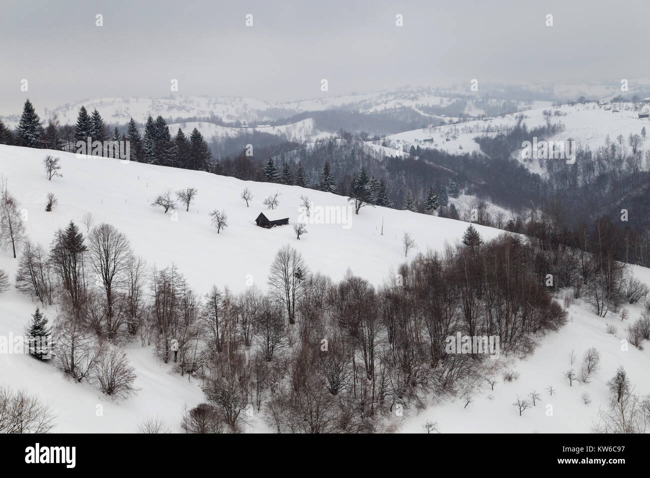 Beautiful winter landscape in Transylvania Stock Photo - Alamy