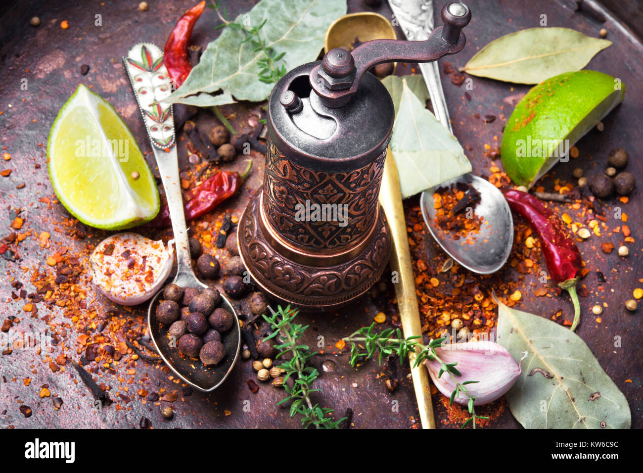 A large set of spices and condiments for cooking Stock Photo - Alamy