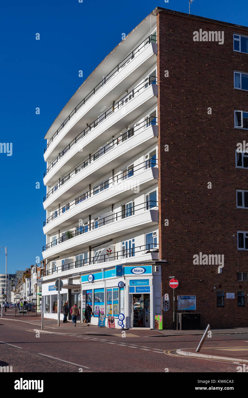 Flats, housing and Shops on De La Warr drive, Bexhill on Sea, East ...