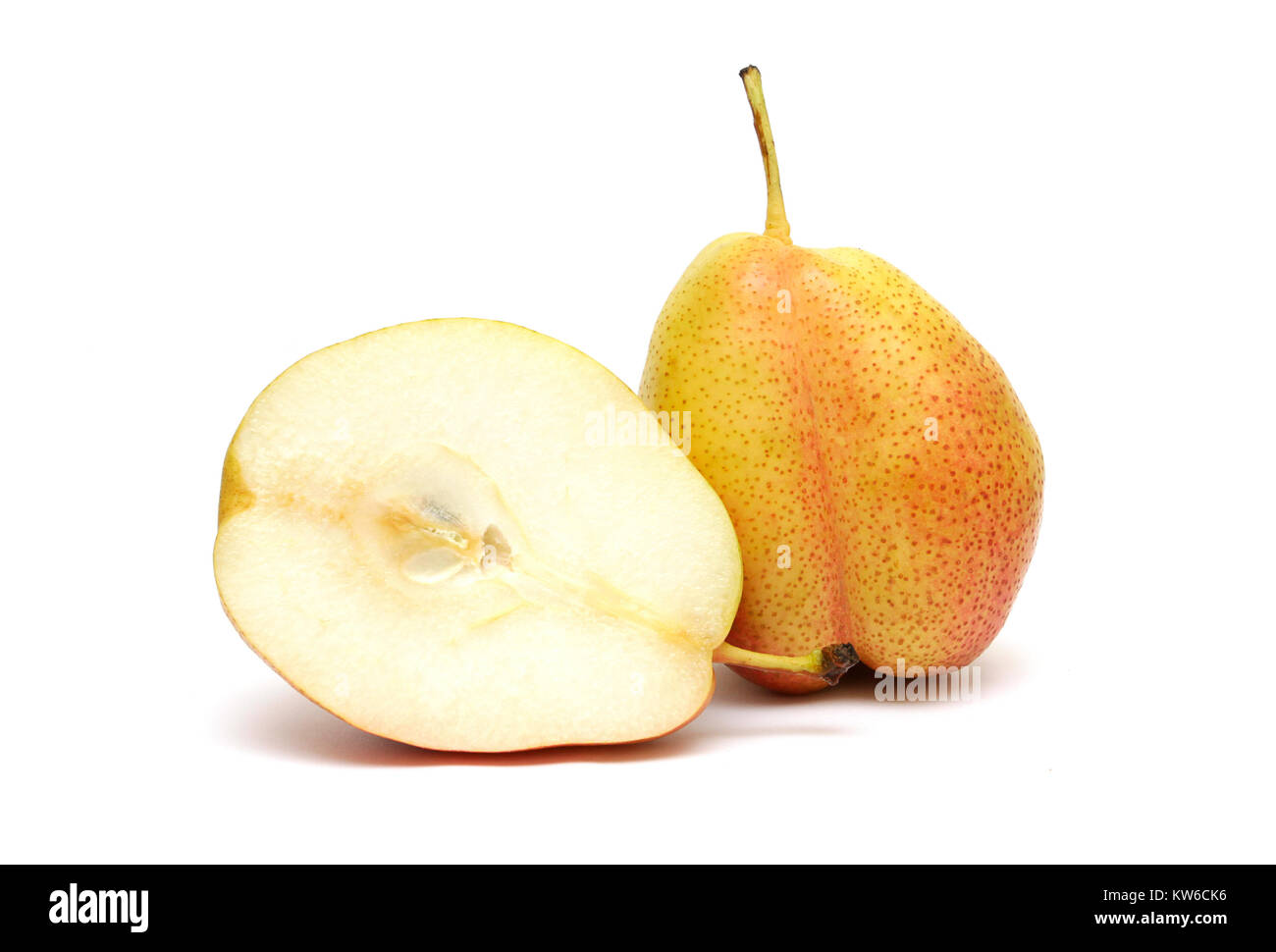 Pear and its section isolated on white background Stock Photo - Alamy