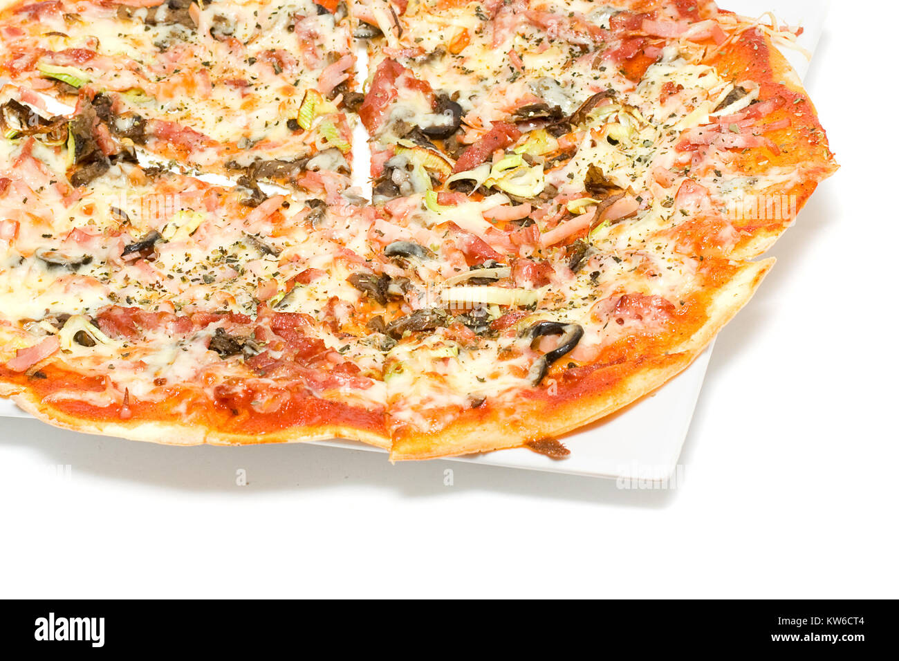 Italian pizza isolated on white Stock Photo - Alamy