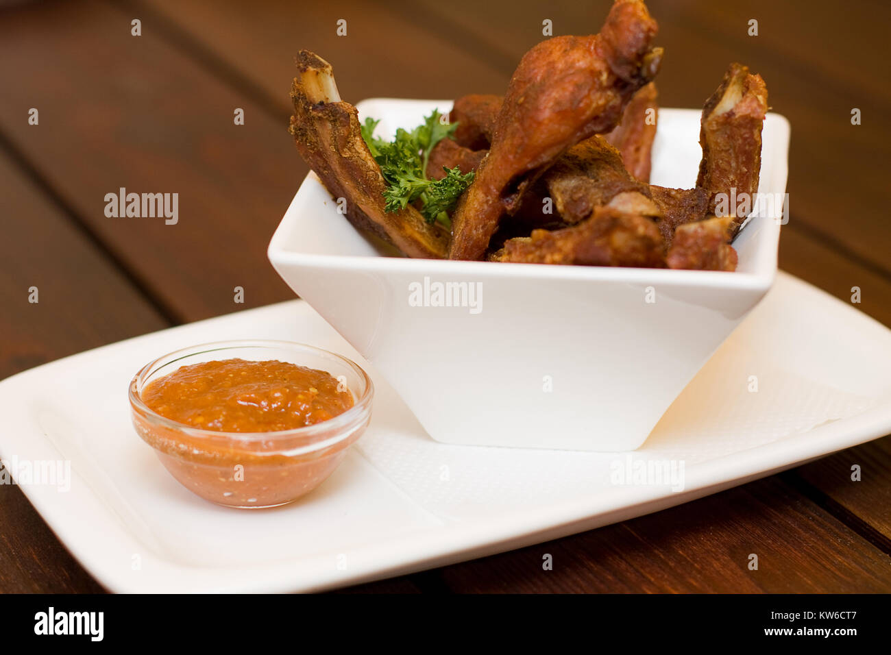 Stack of pork ribs - restaurant food Stock Photo - Alamy