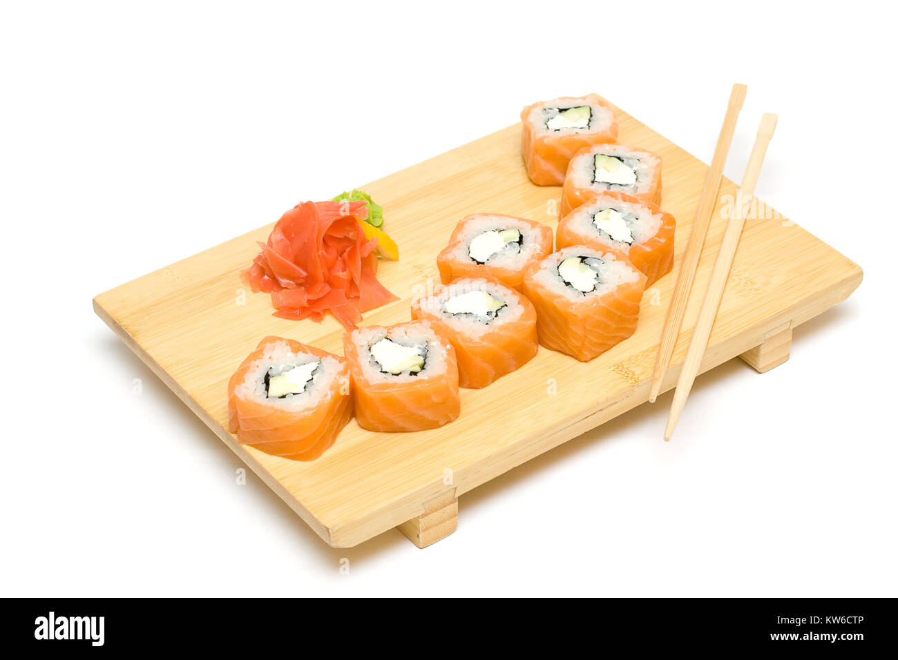 Sushi with Salmon Isolated on White Background - Japanese Cuisine Stock ...