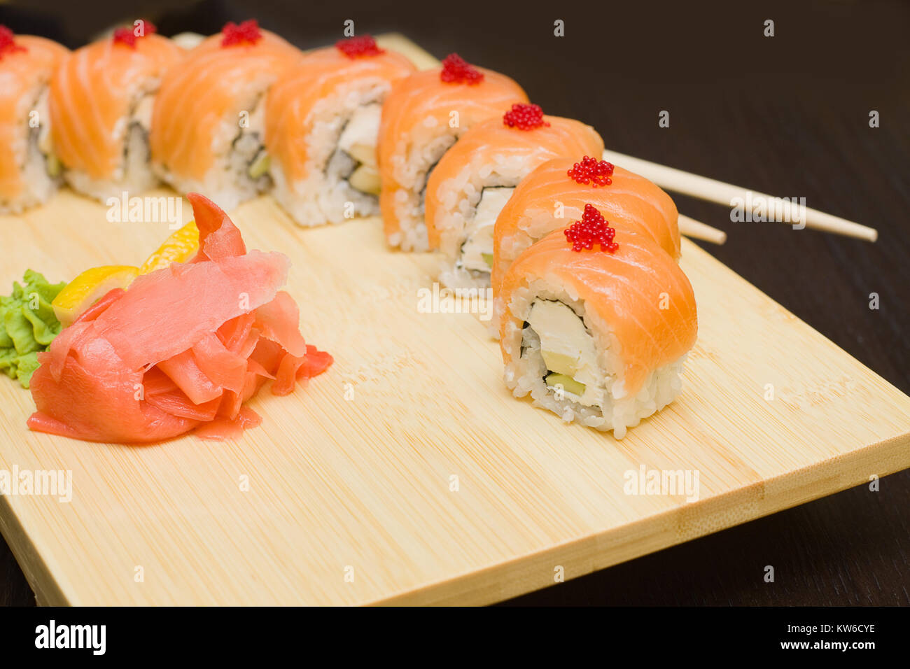 Sushi with Salmon - japanese gourmet food Stock Photo - Alamy