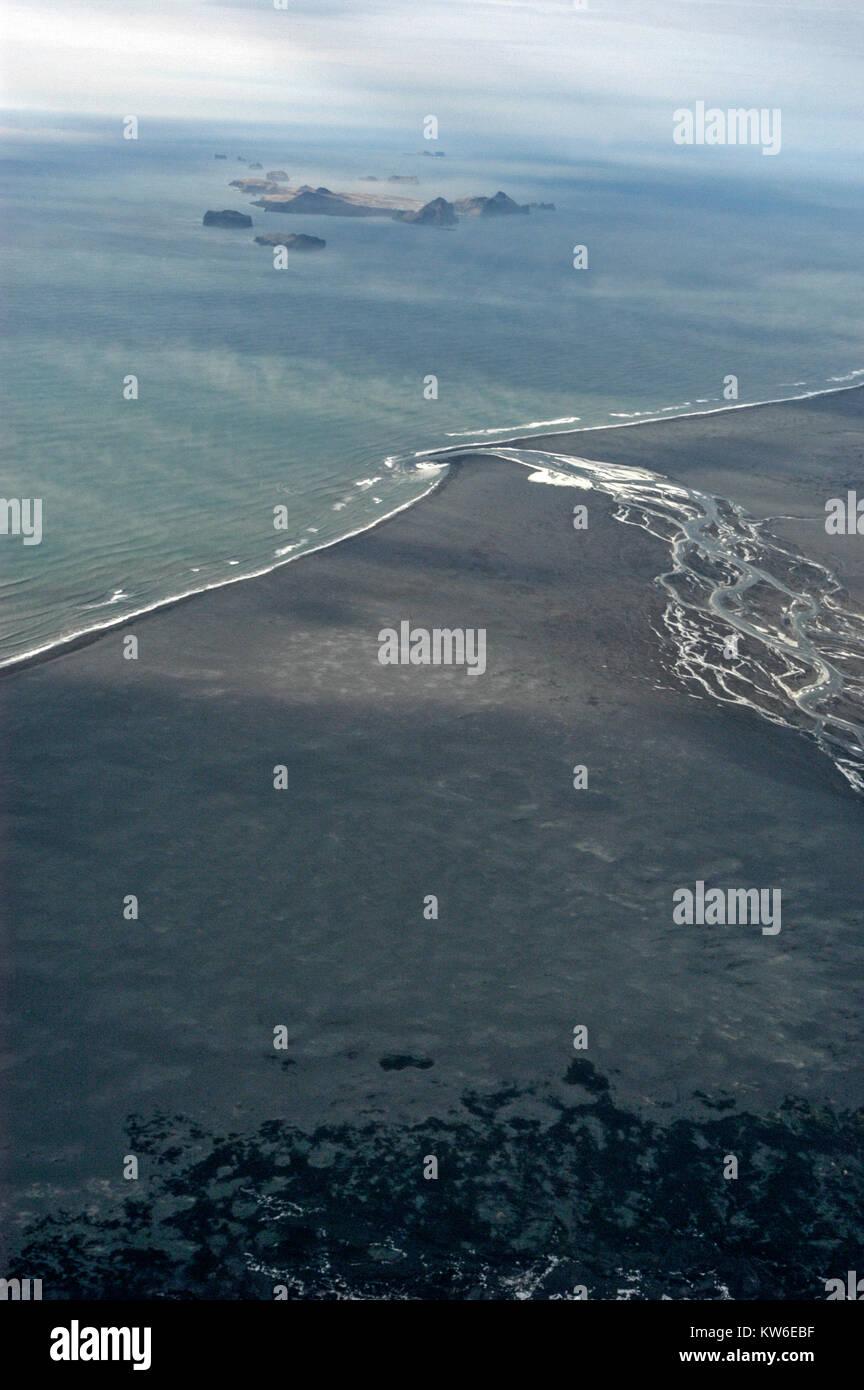 A network of Intertwining rivers on a river delta across a vast remote ...