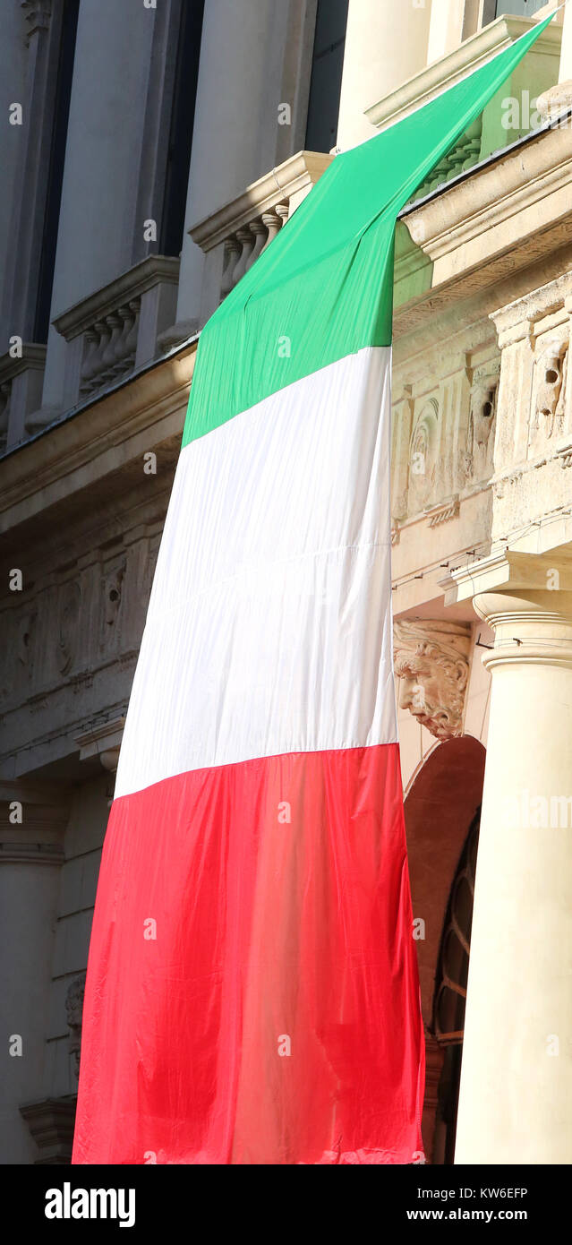 very big italian flag in the ancient palace in Italy Stock Photo - Alamy