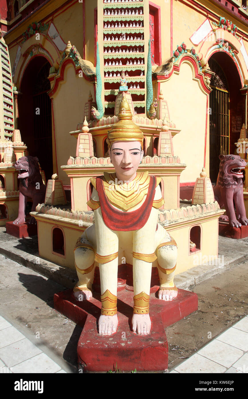 Lion with human face on the corner of Mohnyin Thambuddhei Paya, Moniwa ...