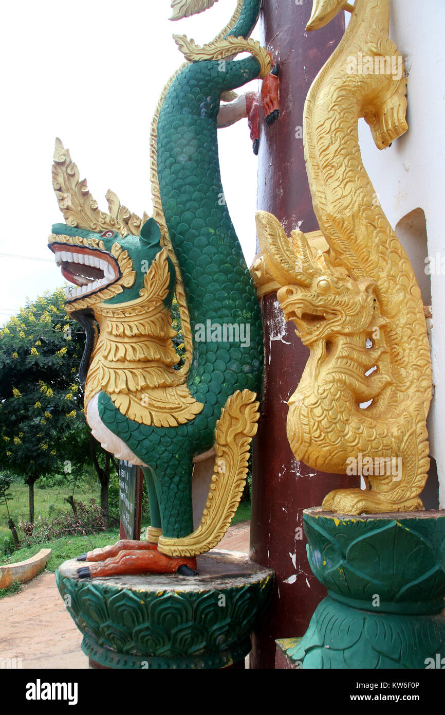 Dragons on the wall of entrance to Pindaya natural caves, Myanmar Stock ...