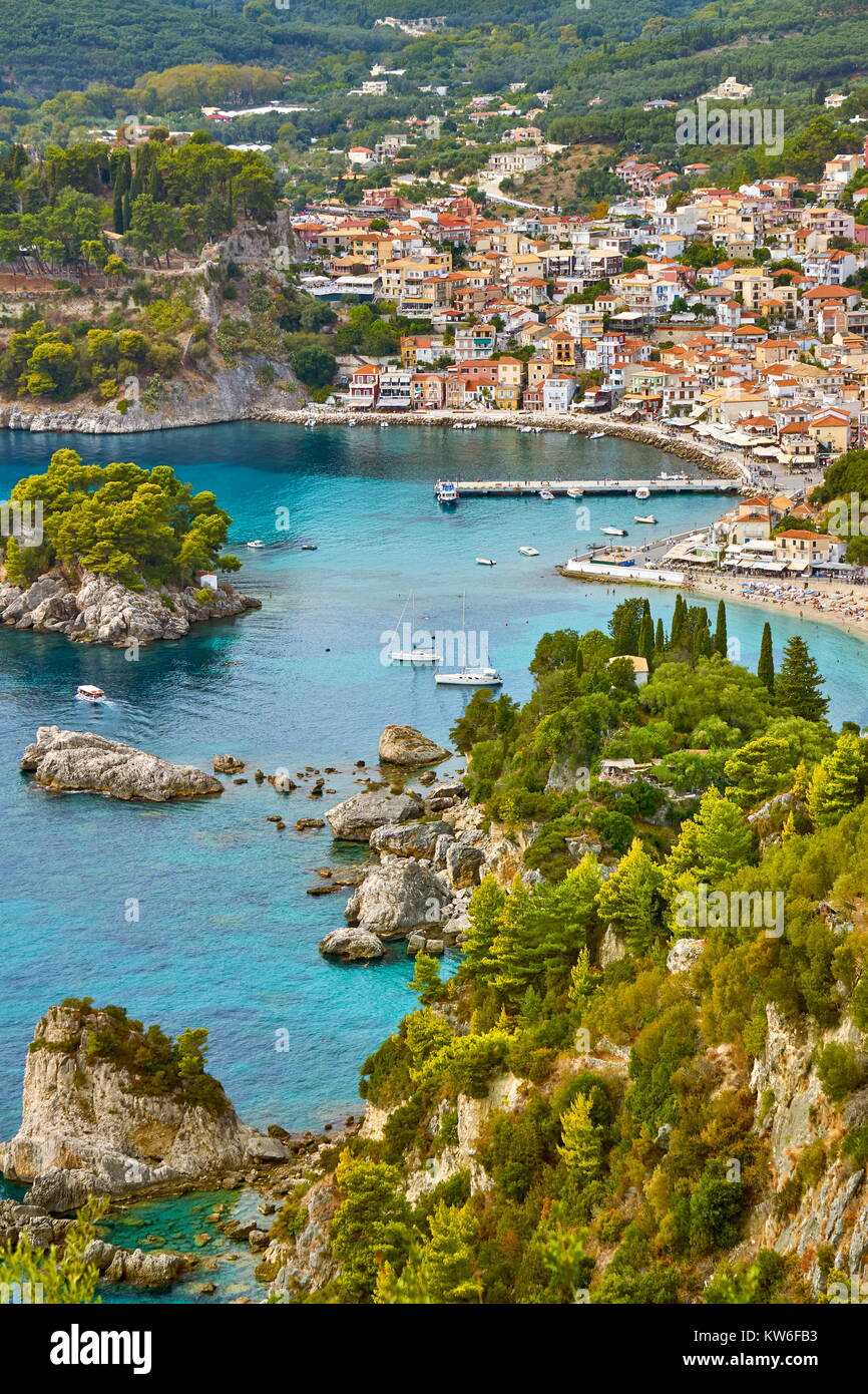 Aerial view at Parga resort and bay, Greece Stock Photo - Alamy