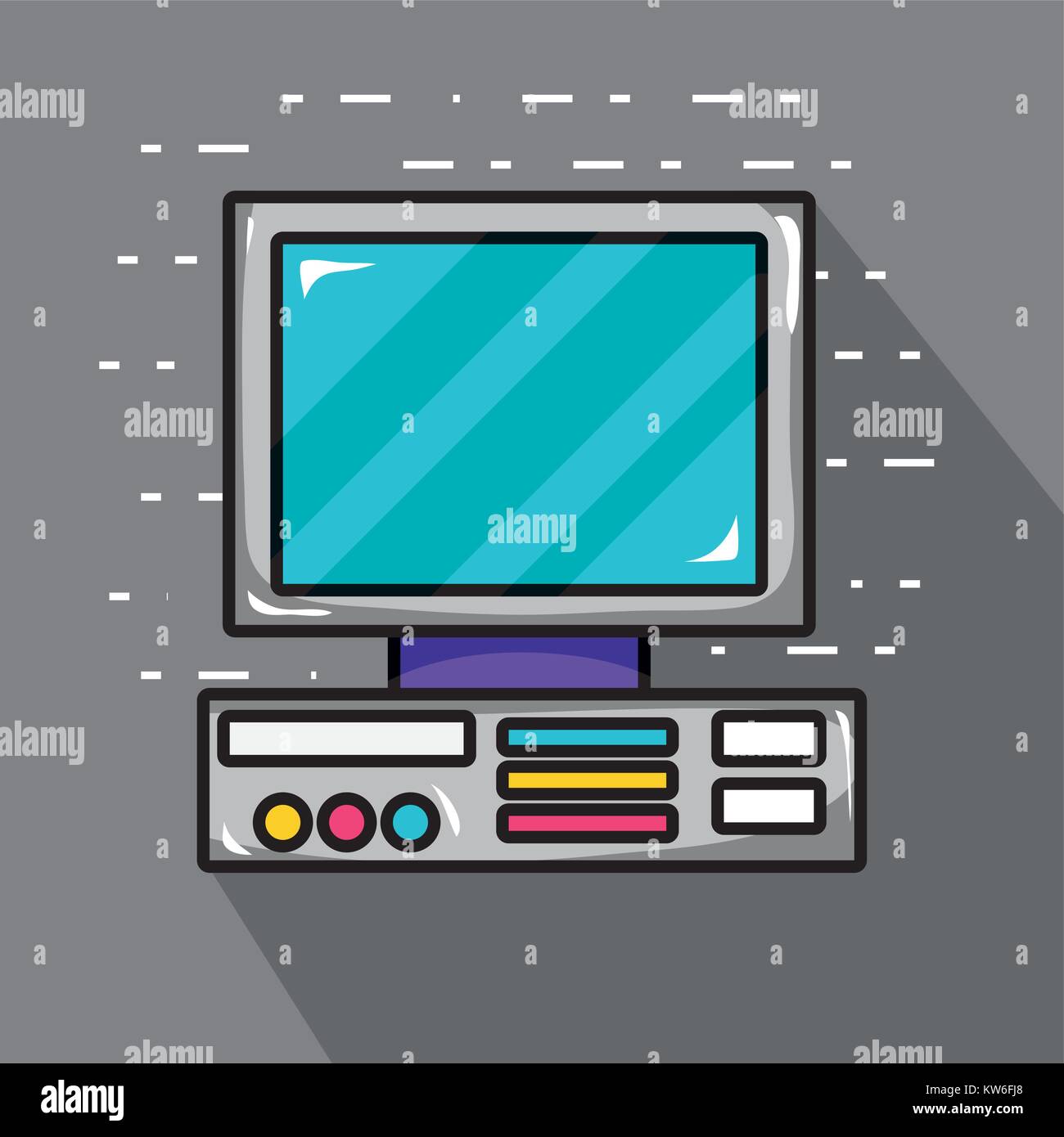 computer with cpu technology to school utensil vector illustration ...