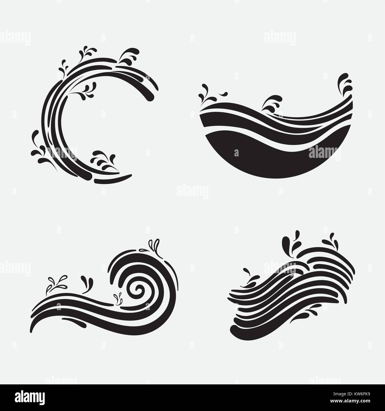 set ocean waves with differes shapes design vector illustration Stock ...
