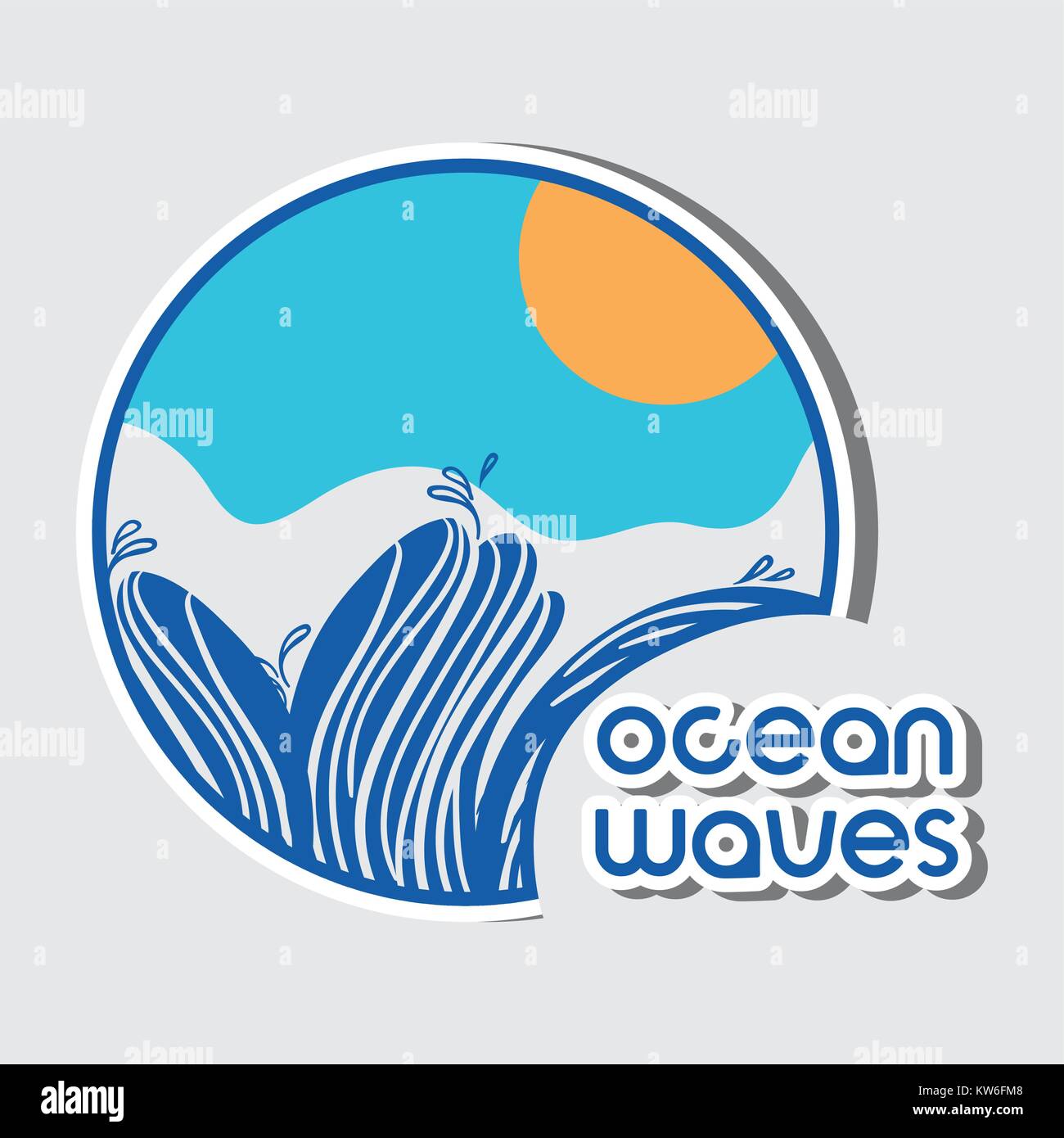 natural ocean waves with nice lanscape vector illustration Stock Vector ...