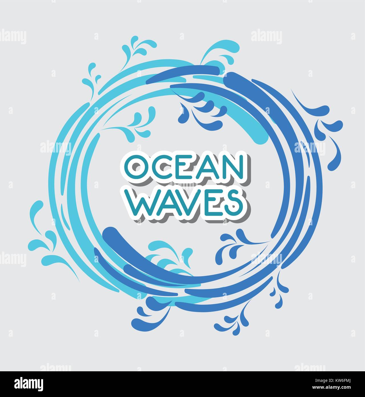 ocean waves in circle shapes design vector illustration Stock Vector ...