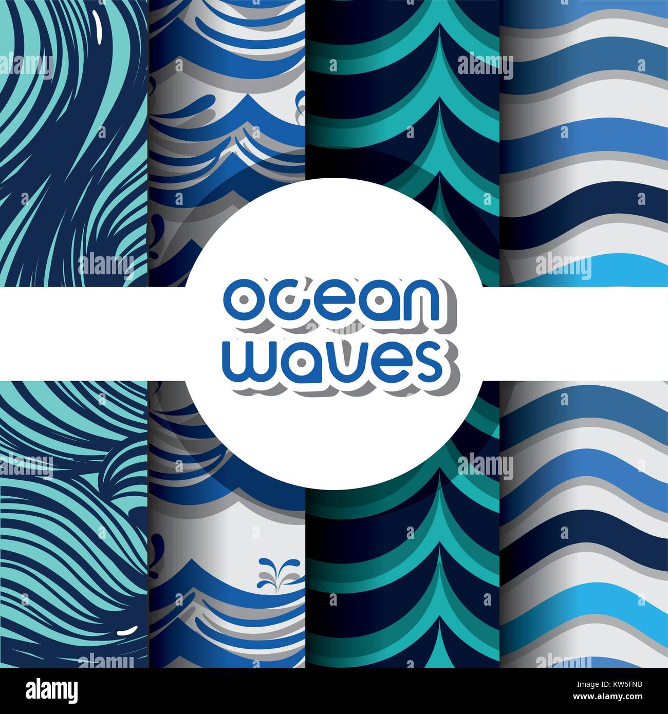 set different ocean waves shapes background vector illustration Stock ...