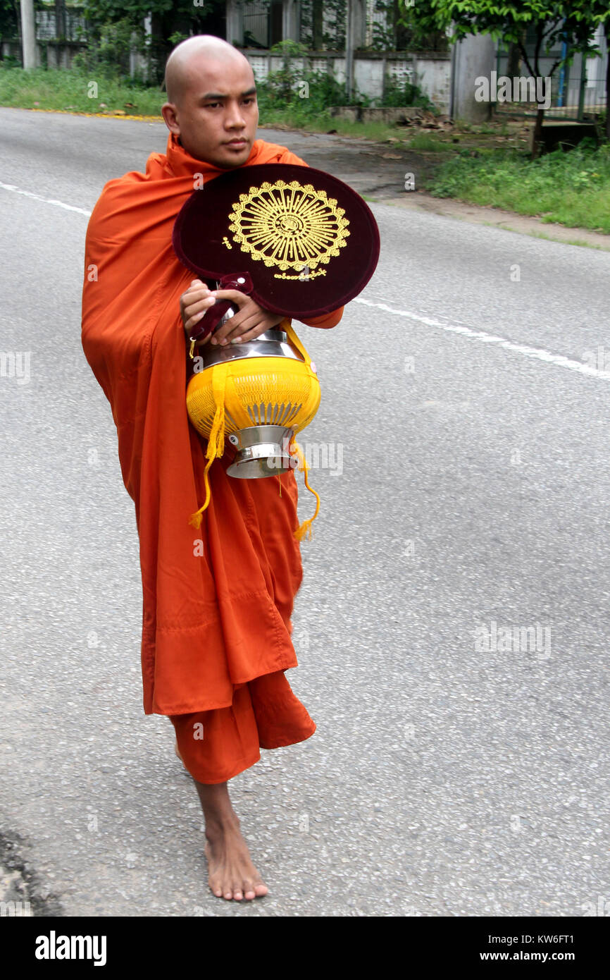 Buddhist monk on the street in Yangon, Myanmar Stock Photo - Alamy