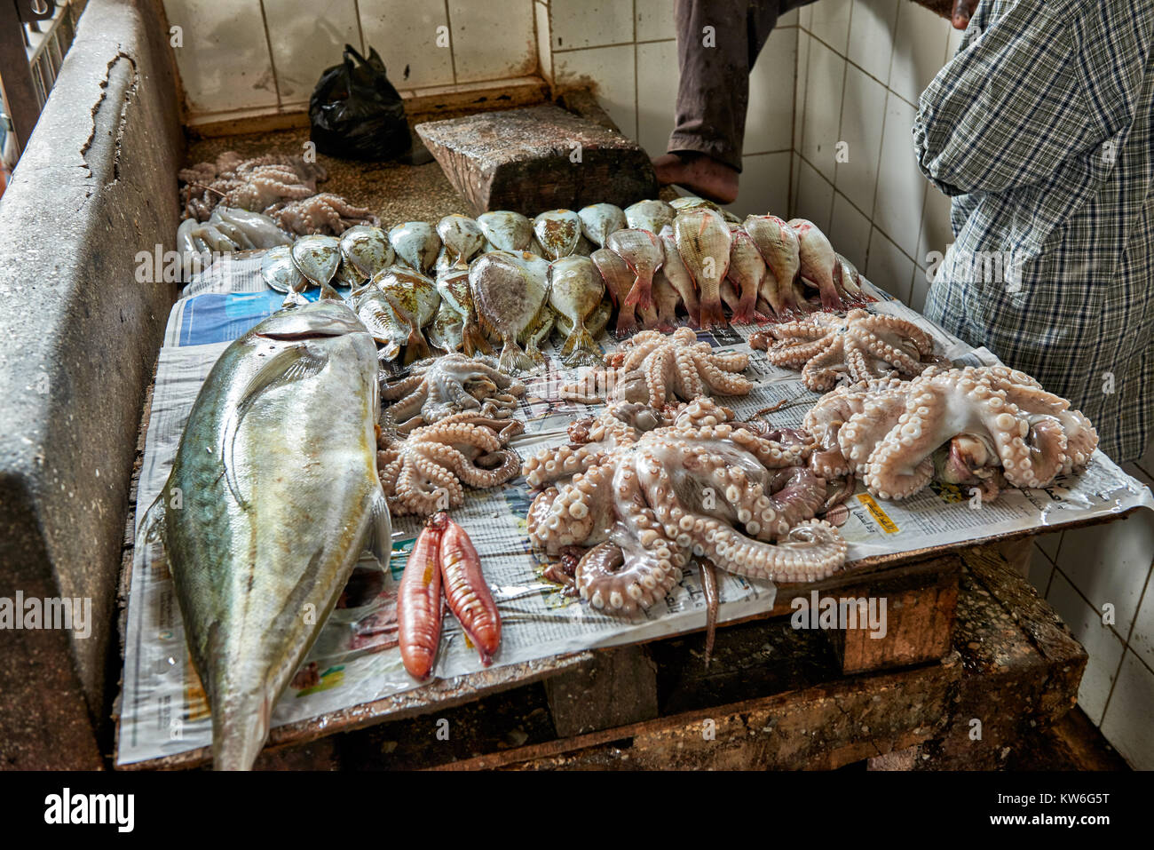 fish department on local food market in Stone Town,UNESCO World ...