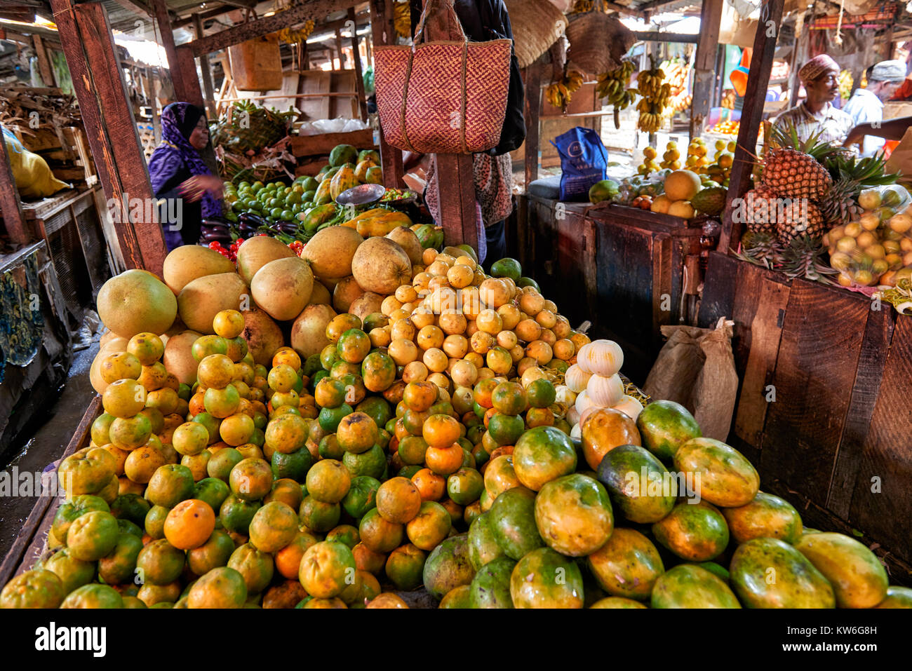 fruits and vegetable department on local food market in Stone Town ...