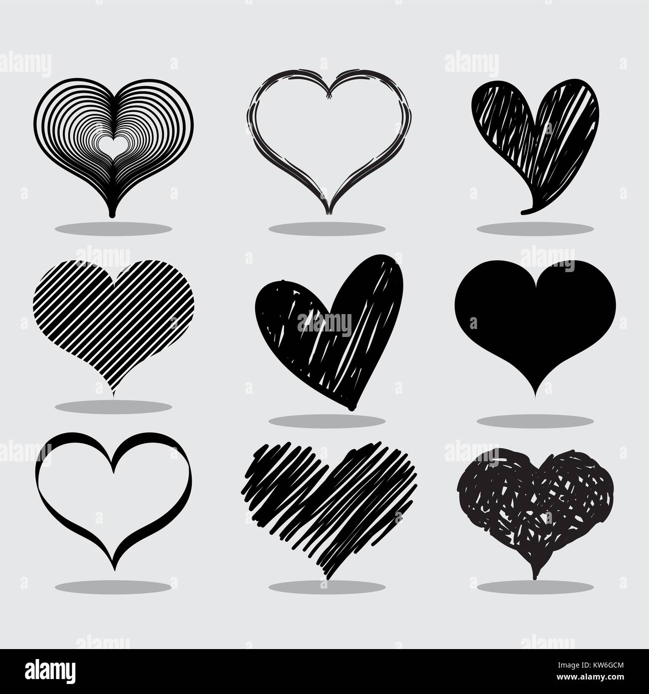 set different heart shape to love symbol vector illustration Stock ...