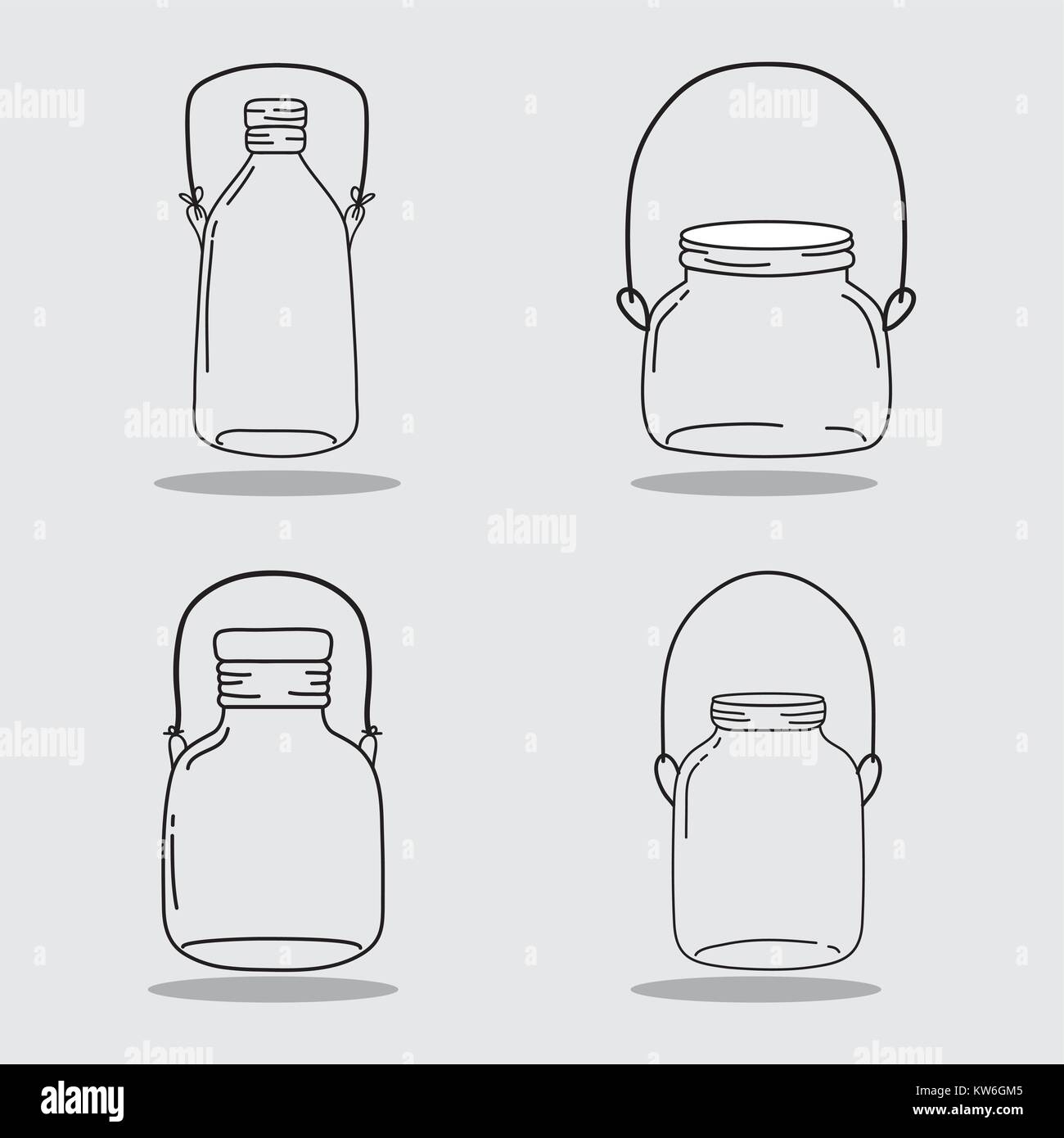set jar mason glass with different shapes vector illustration Stock ...