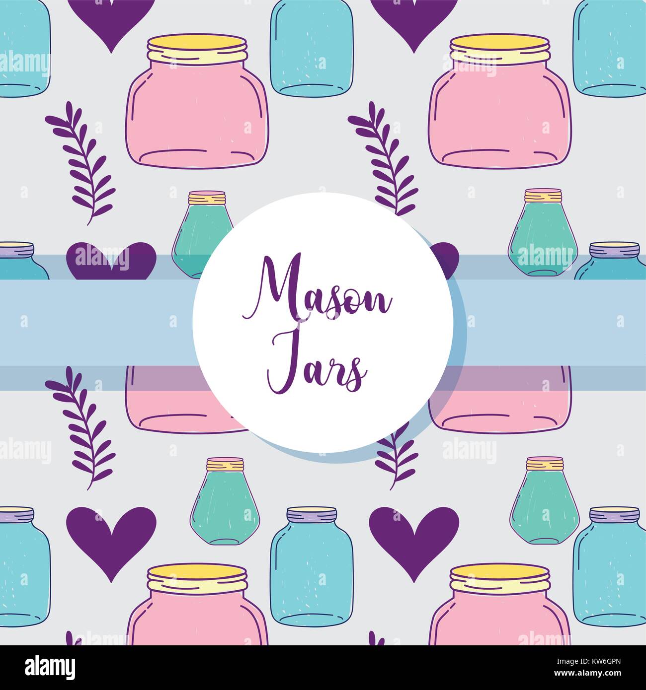 jar mason with branches leaves background vector illustration Stock ...