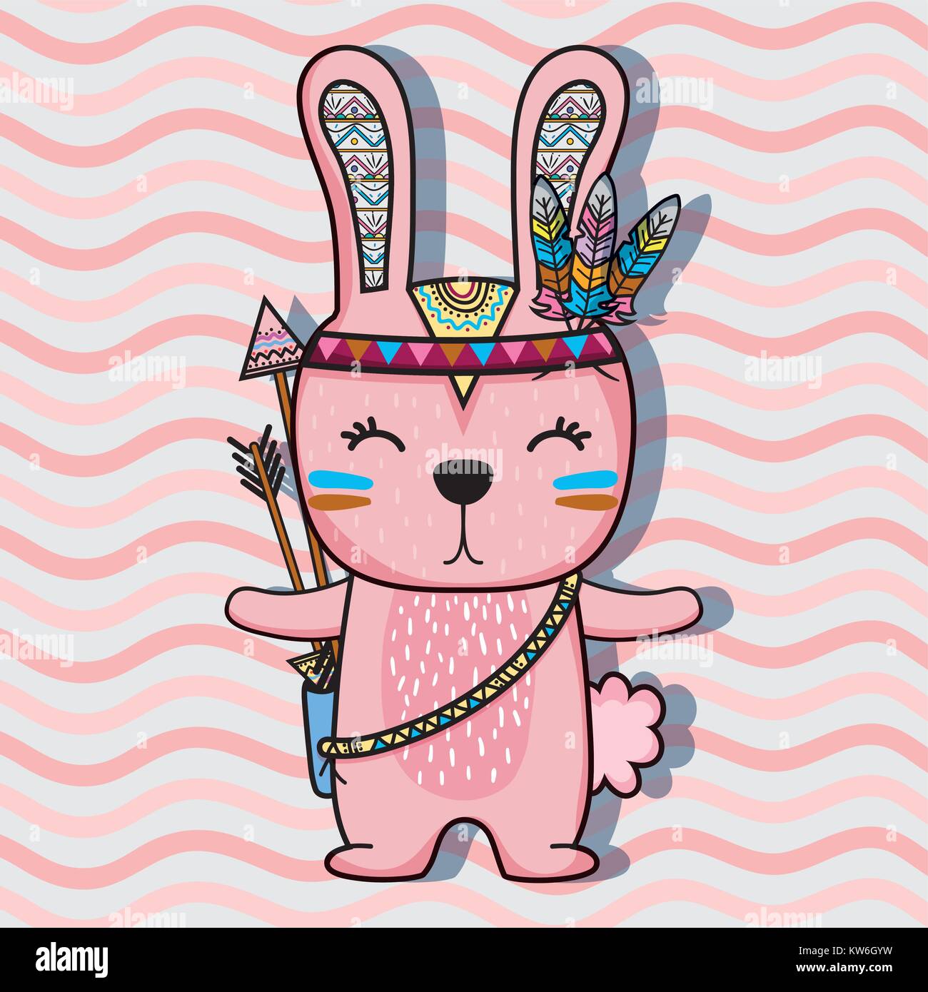 nice rabbit tribal with arrow and feathers vector illustration Stock ...