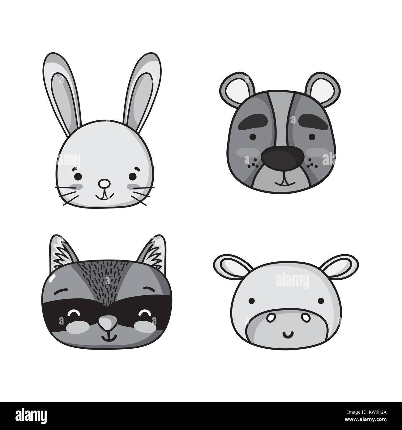 set cute animal patches design vector illustration Stock Vector Image ...