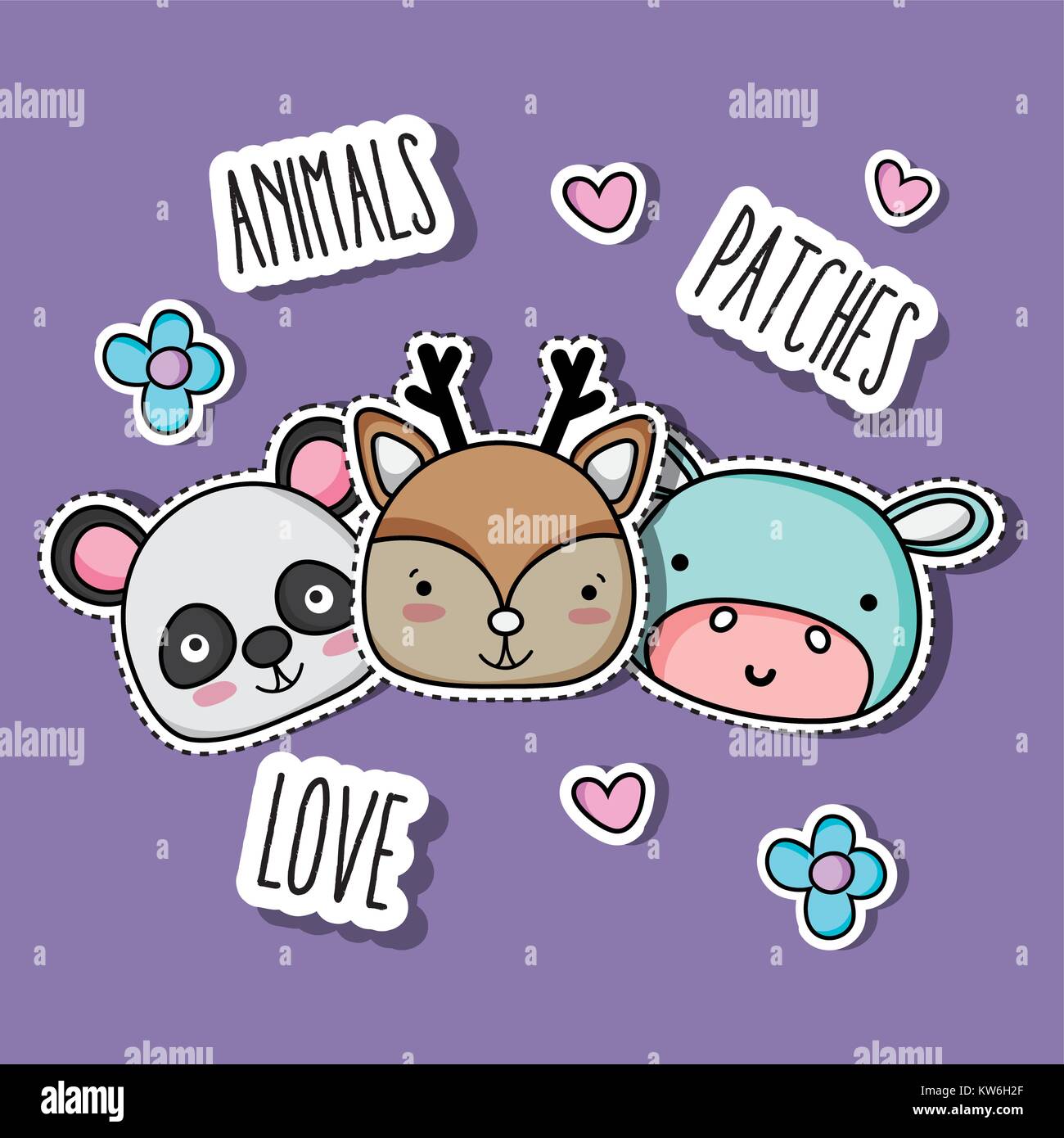 nice animals patches fashion design vector illustration Stock Vector ...
