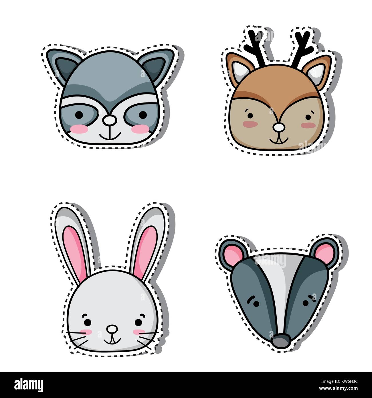 set cute animal patches design vector illustration Stock Vector Image ...