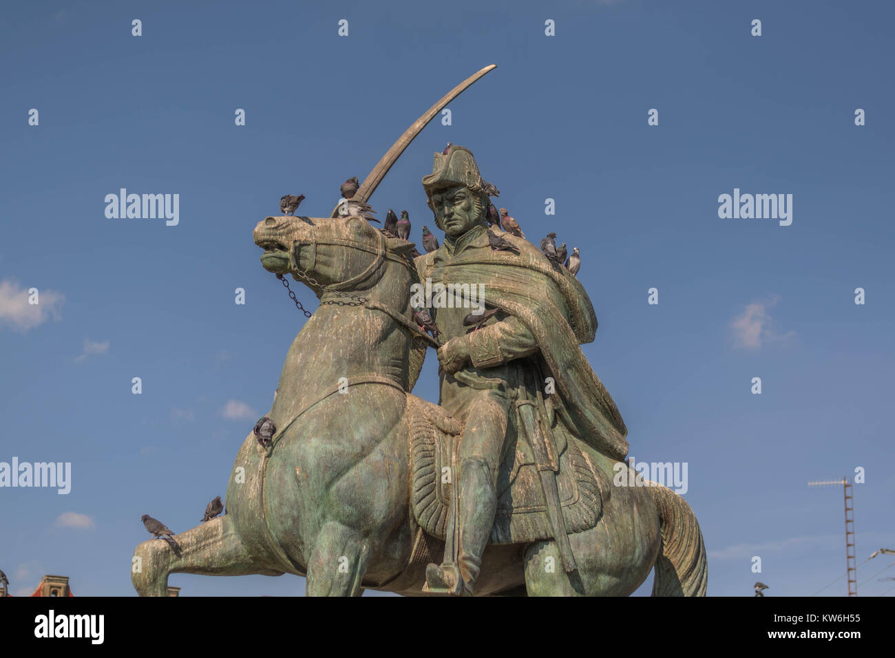 Large statue of Ignacio Allende, with cloudy blue sky in the Civic ...