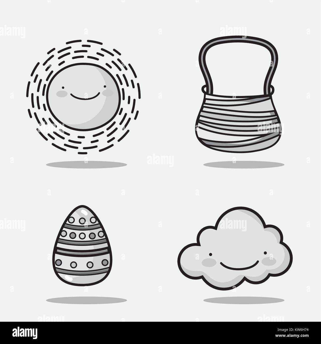 set happy easter celebration holiday decoration vector illustration ...