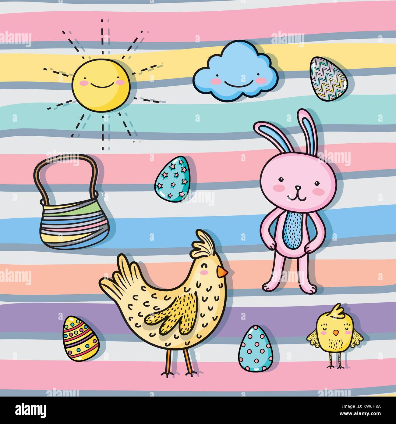 rabbit happy easter celebration holiday vector illustration Stock ...