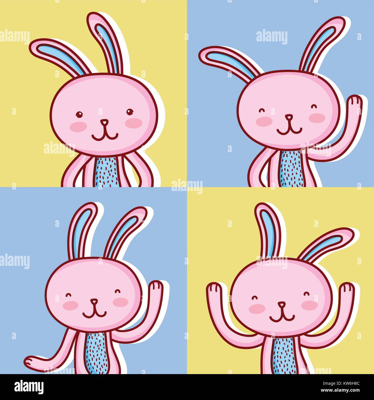 set happy rabbit easter celebration holiday vector illustration Stock ...